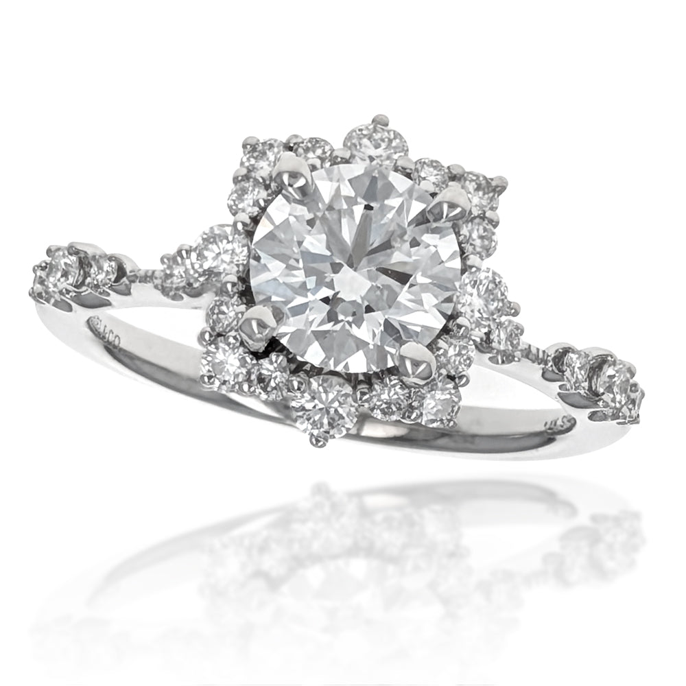 Gabriel & Co. 14K White Gold Round Brilliant Cut Diamond Engagement Ri ...
