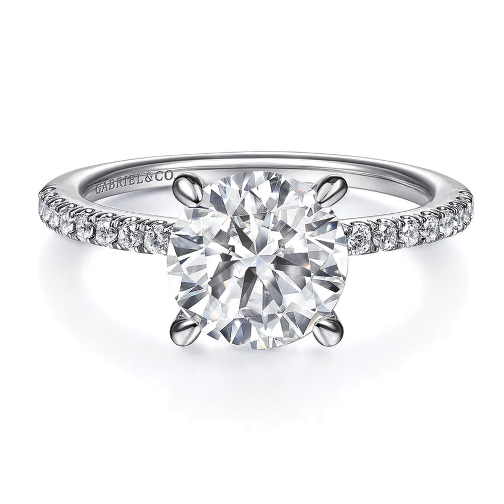 Gabriel & Co. 14K White Gold Round Brilliant Cut Diamond Engagement Ri ...