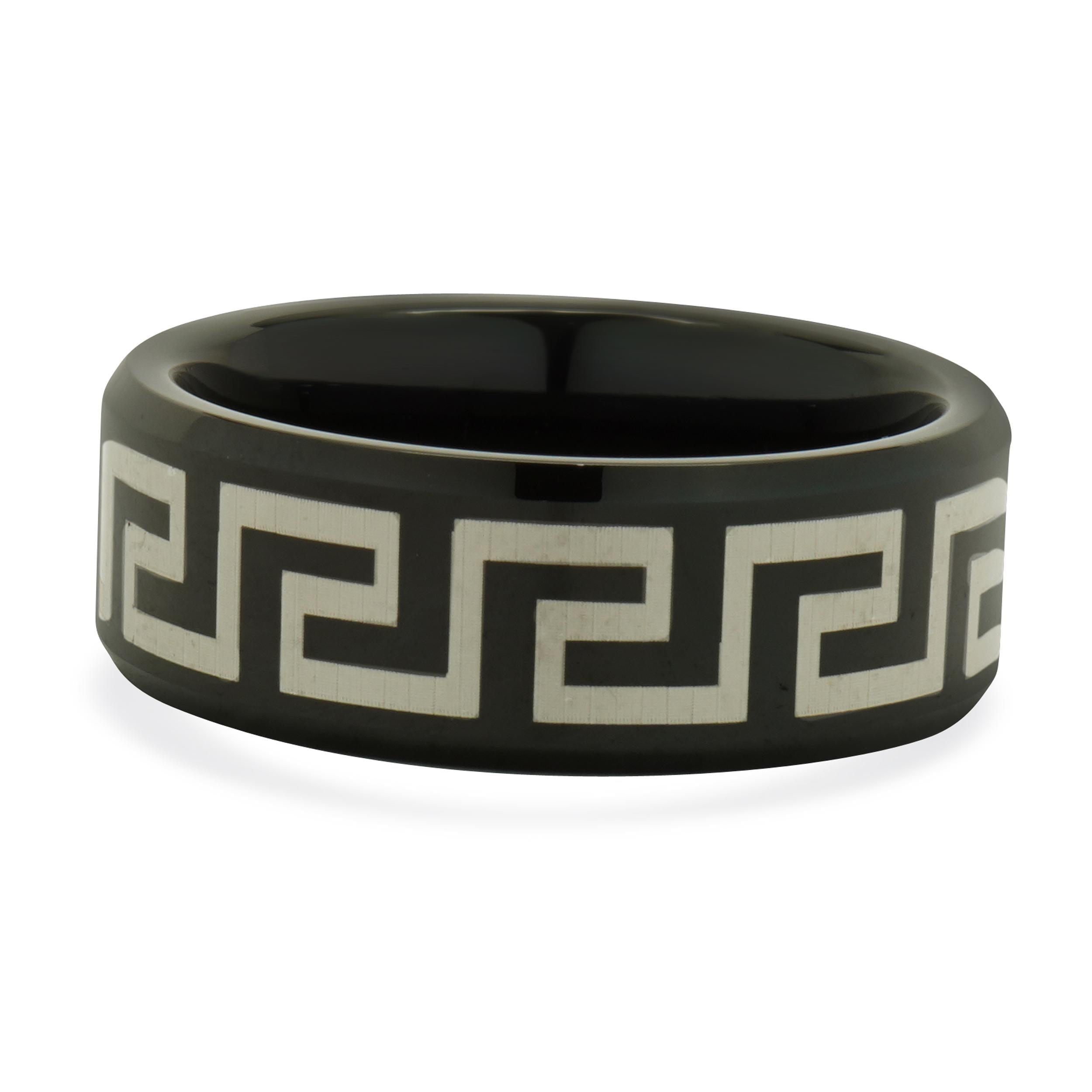 Black 8MM Tungsten Greek Key Band – E.D. Marshall Jewelers™