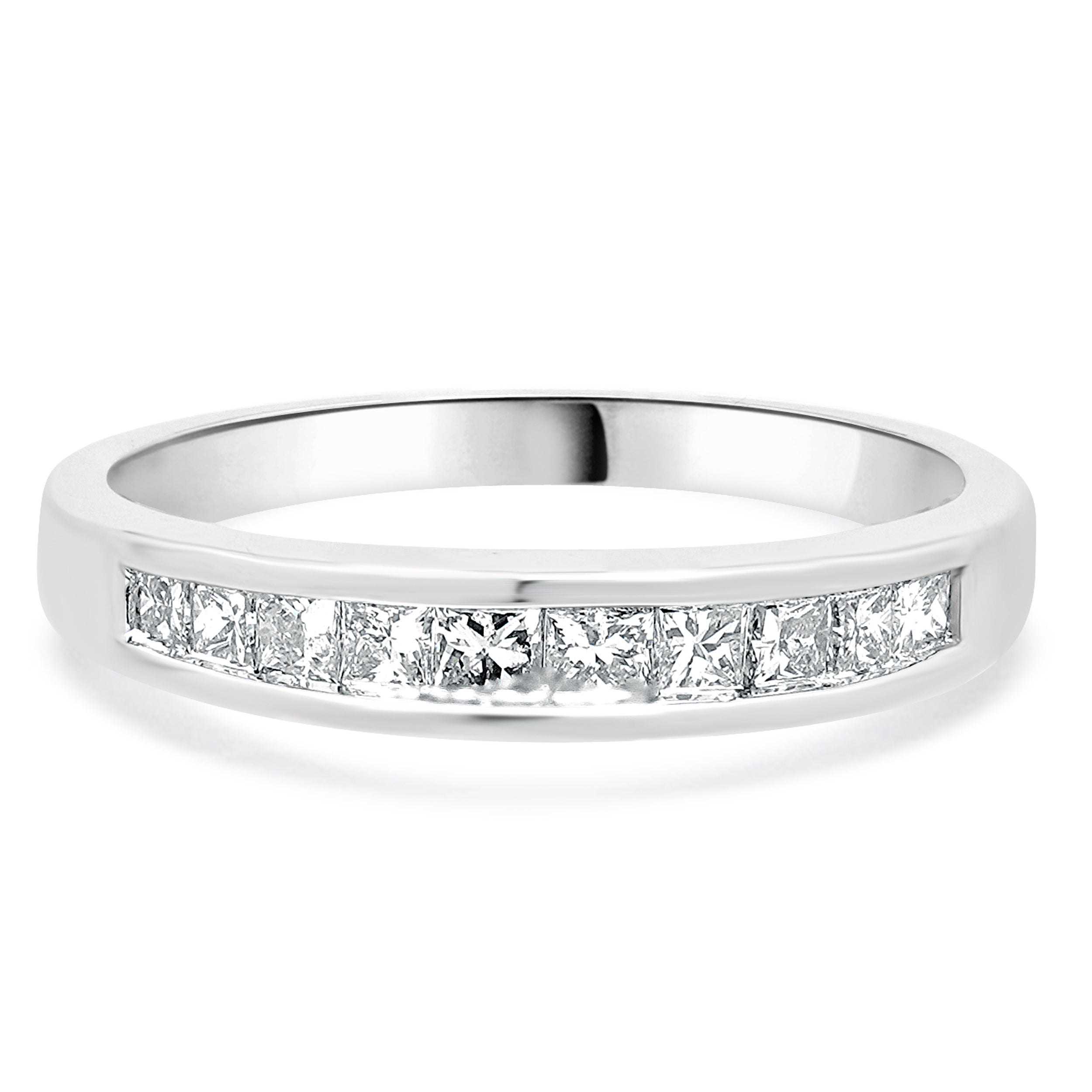 14 Karat White Princess Cut Channel Set Diamond Band – E.D. Marshall ...