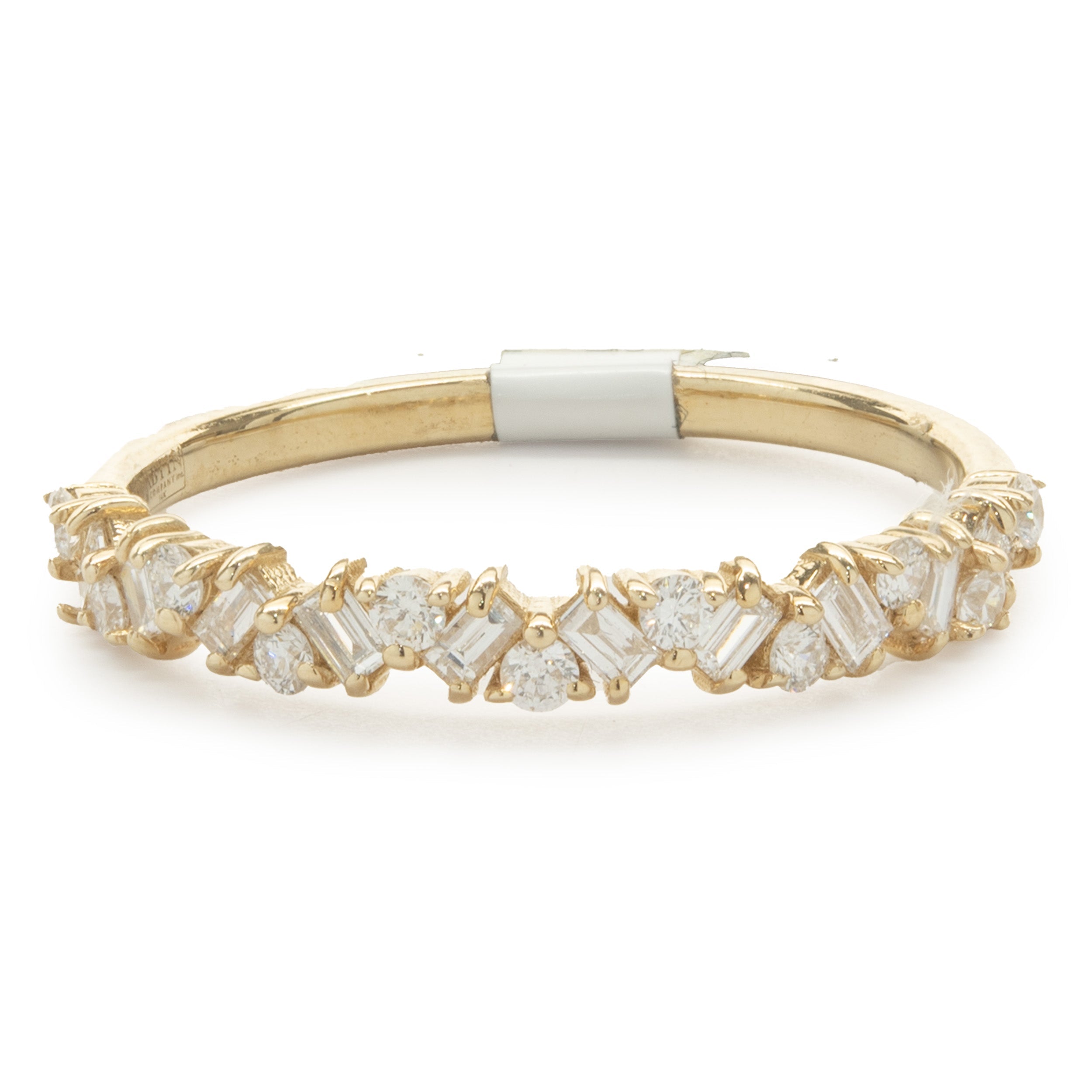 14 Karat Yellow Gold Multi Shape Diamond Staggered Band – E.D. Marshall ...