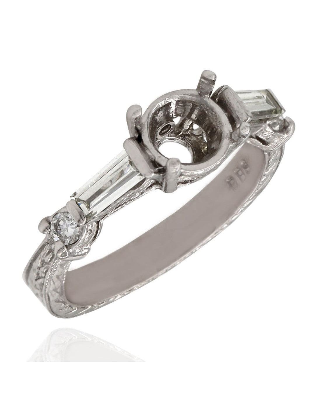 Round and Baguette Diamond Mounting in Platinum – E.D. Marshall Jewelers™