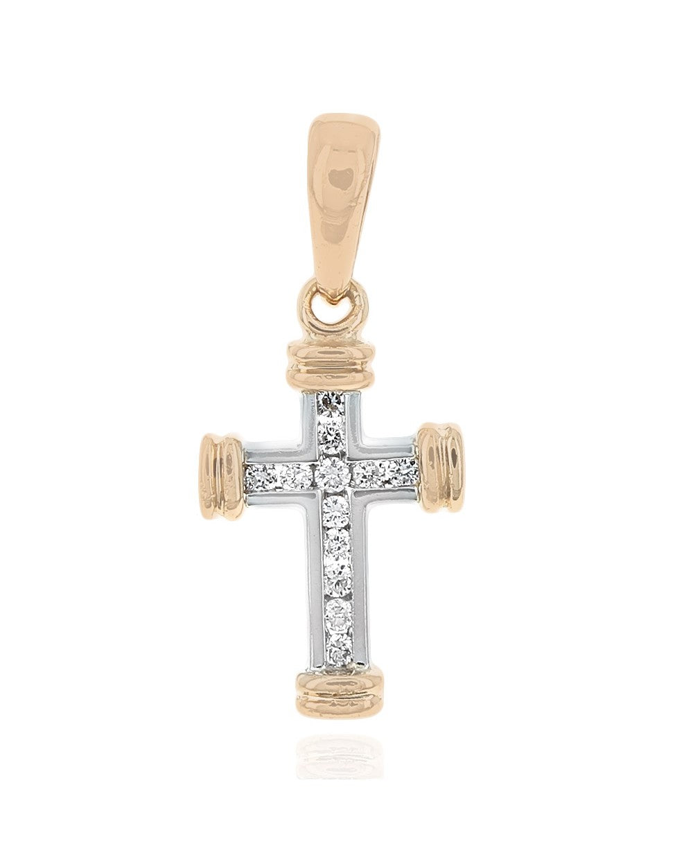 2 Tone Diamond Minature Cross – E.D. Marshall Jewelers™