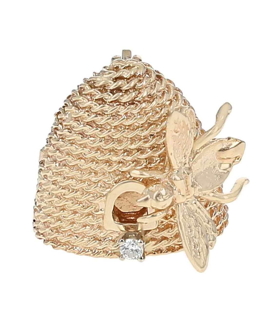 Diamond Bee and Beehive Pin in Yellow Gold – E.D. Marshall Jewelers™