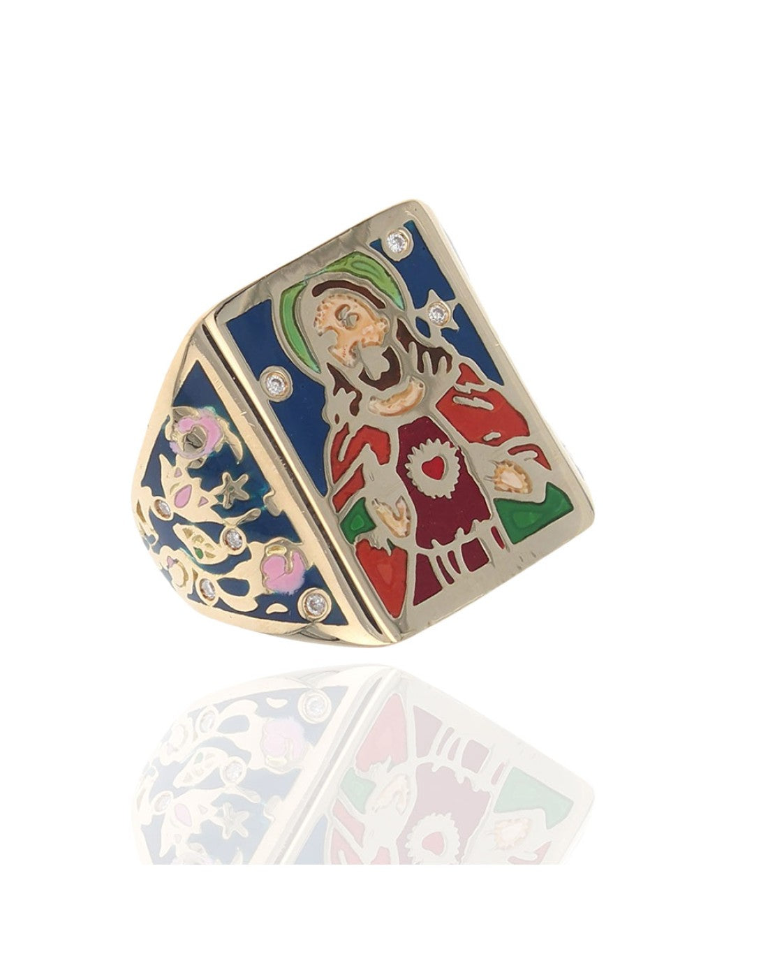 Diamond Jesus Christ Enamel Ring in Yellow Gold – E.D. Marshall Jewelers™