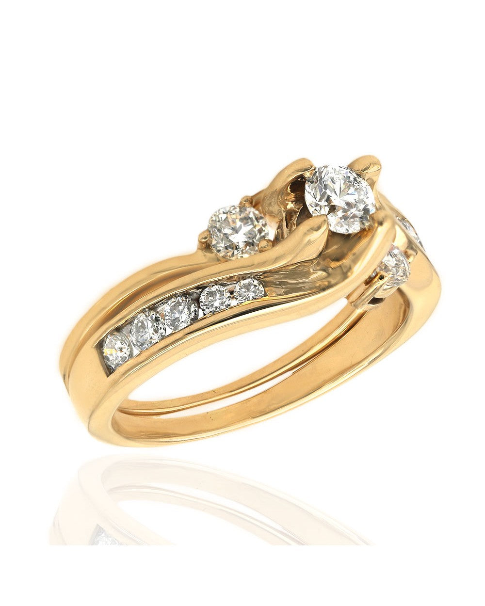 Diamond Bypass Wedding Set in Yellow Gold – E.D. Marshall Jewelers™