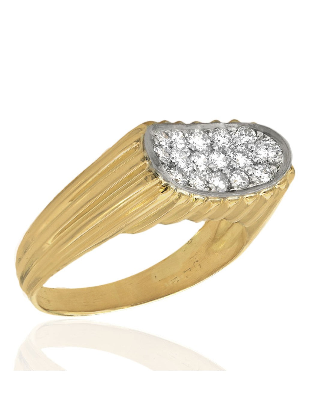 Diamond Concave Fluted Ring in Gold and Platinum – E.D. Marshall Jewelers™