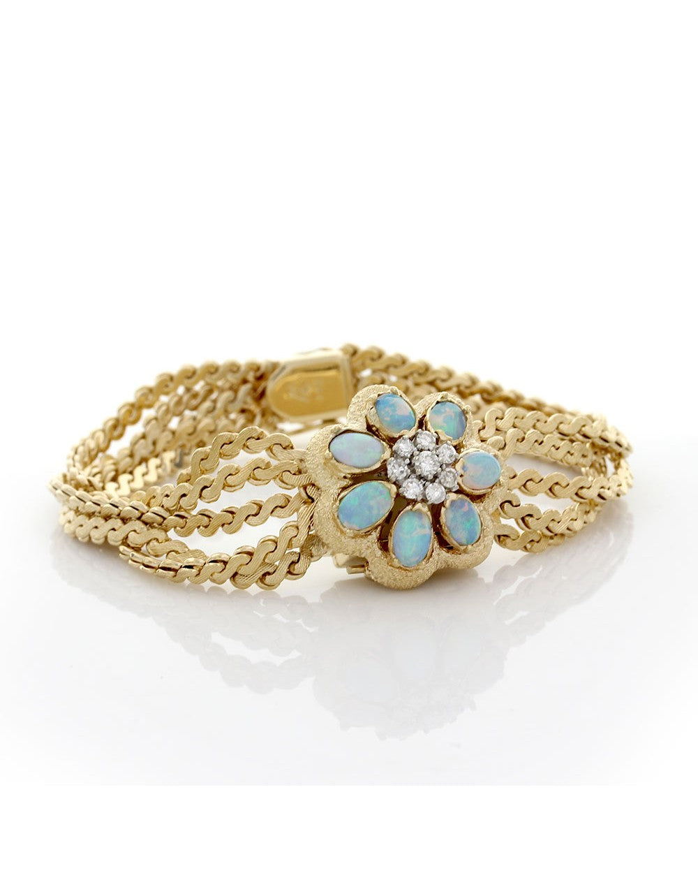 Eloga 14KY Gold Vintage Diamond Opal Flip Top Dress Watch – E.D ...